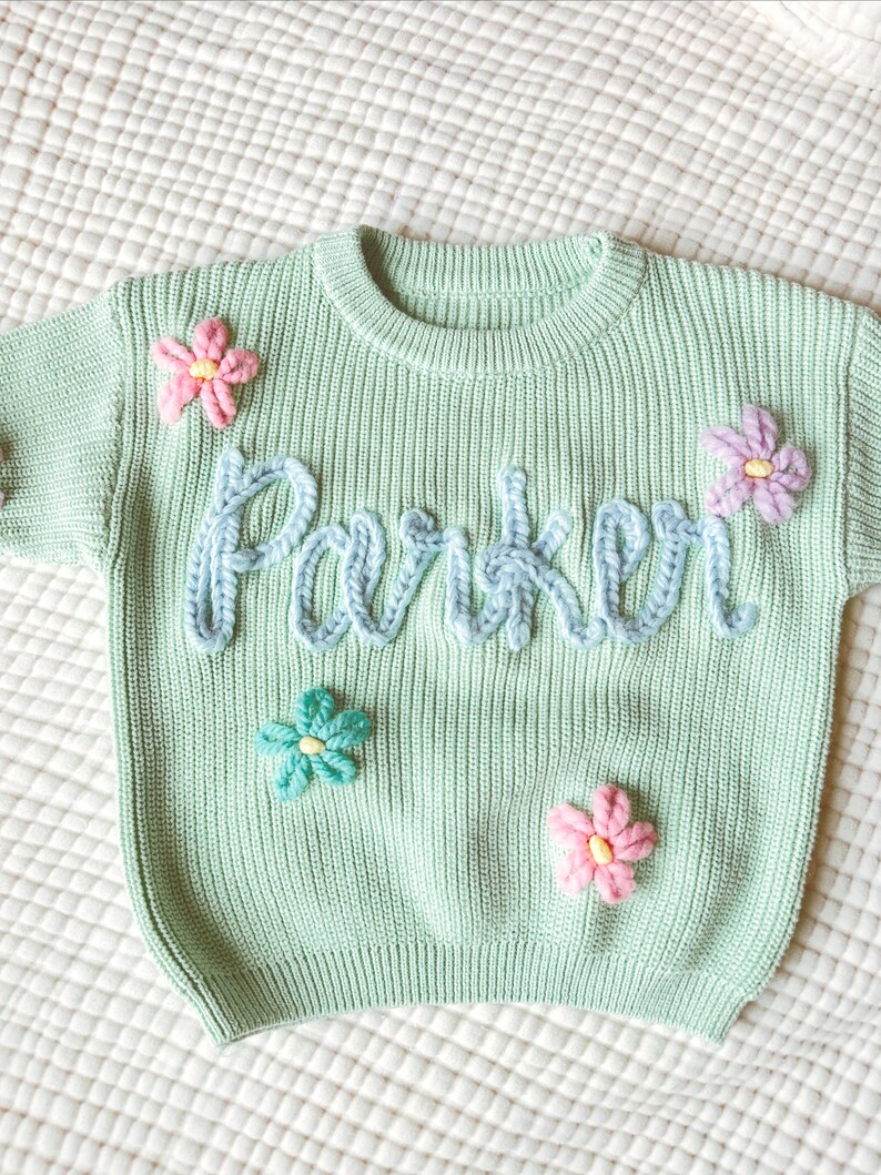 Hand Embroidered Name Sweater for Toddlers | Custom Name Sweater ...
