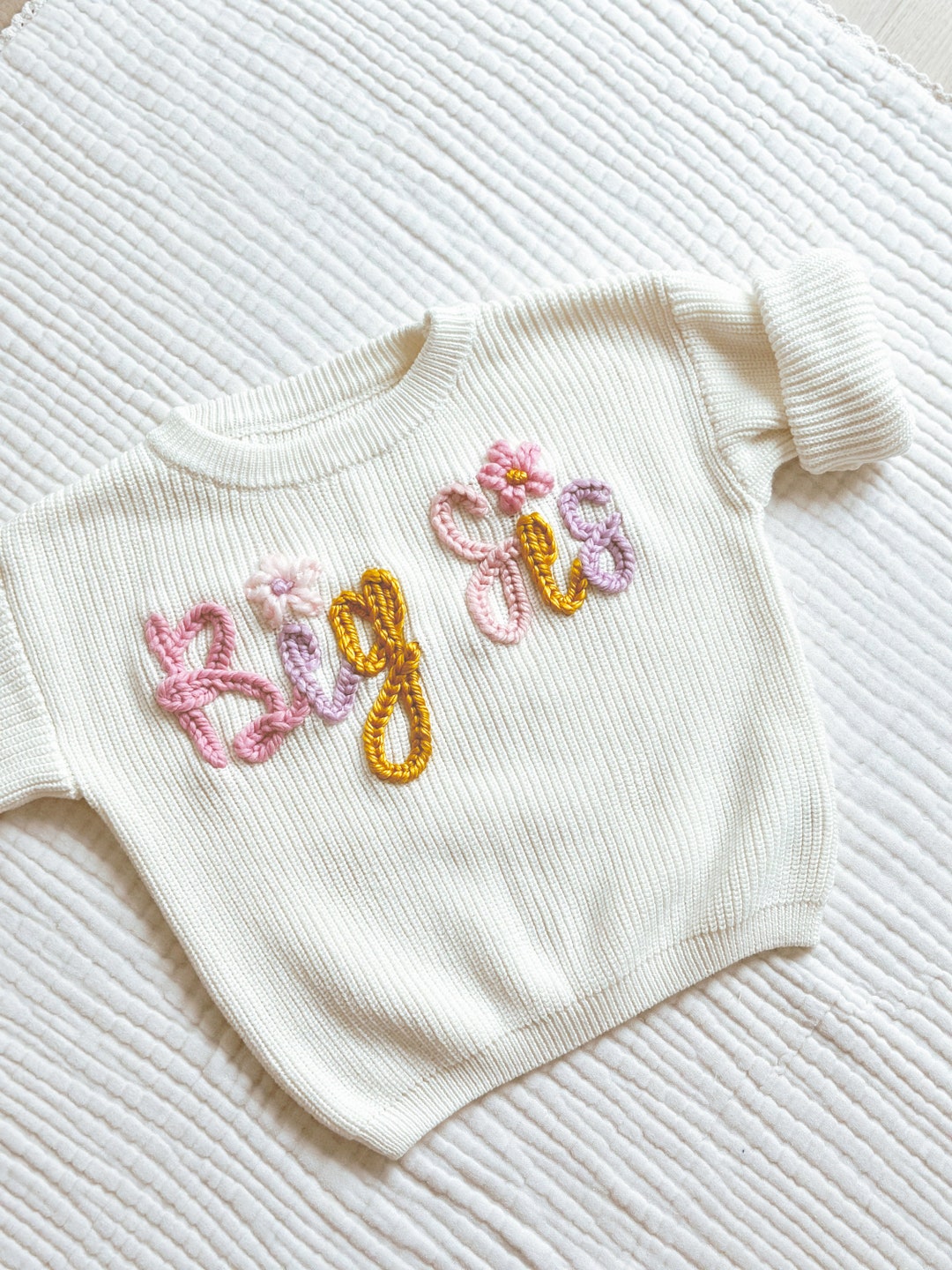 Custom Big Sis + Lil Sis Sweaters | Matching Sibling Sweaters for Toddlers | Hand Embroidered ...