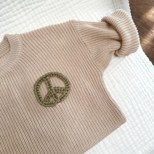 Gender Neutral Hand Embroidered Peace Sign Sweater for Toddlers ...