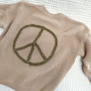 Gender Neutral Hand Embroidered Peace Sign Sweater for Toddlers ...