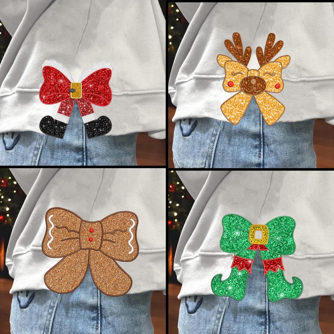 Bundle Christmas Side Bow Sparkle Coquette Side Bow Design,christmas ...
