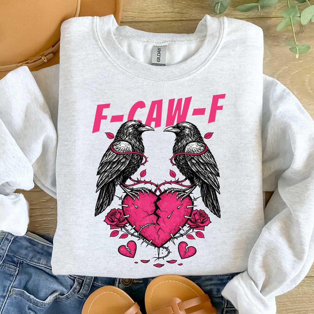 Retro Raven Anti Valentine Png, Trendy Valentine F-caw-f Crow Png, Anti ...