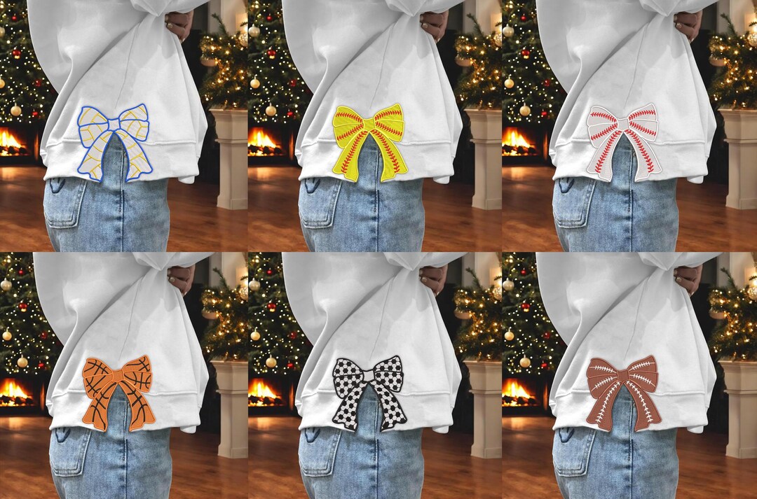 Bundle Sport Side Bow Applique Side Bow Machine Embroidery Designs Wide ...