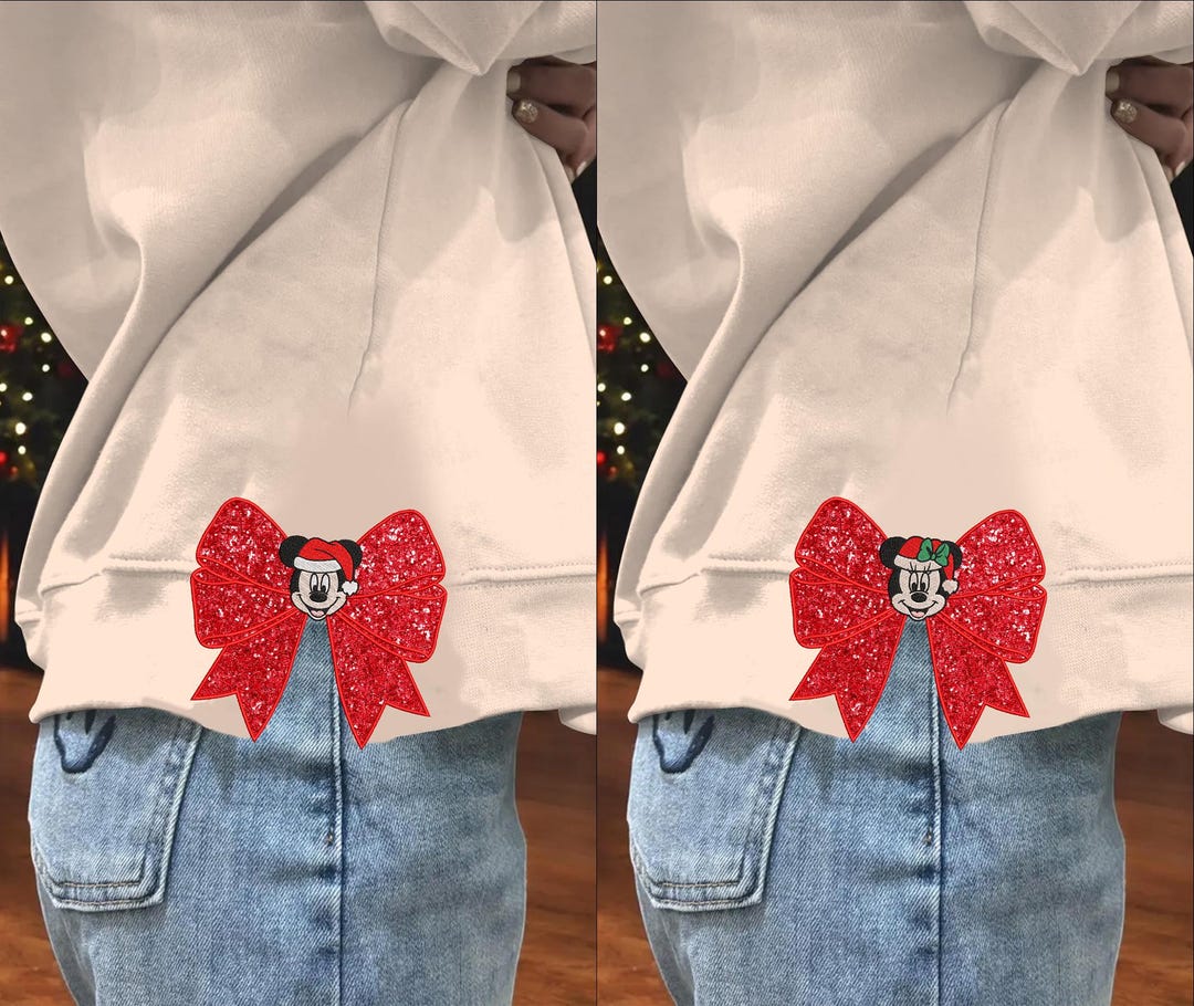 Mouse Christmas Side Bow Sparkle Coquette Side Bow Design, Christmas ...