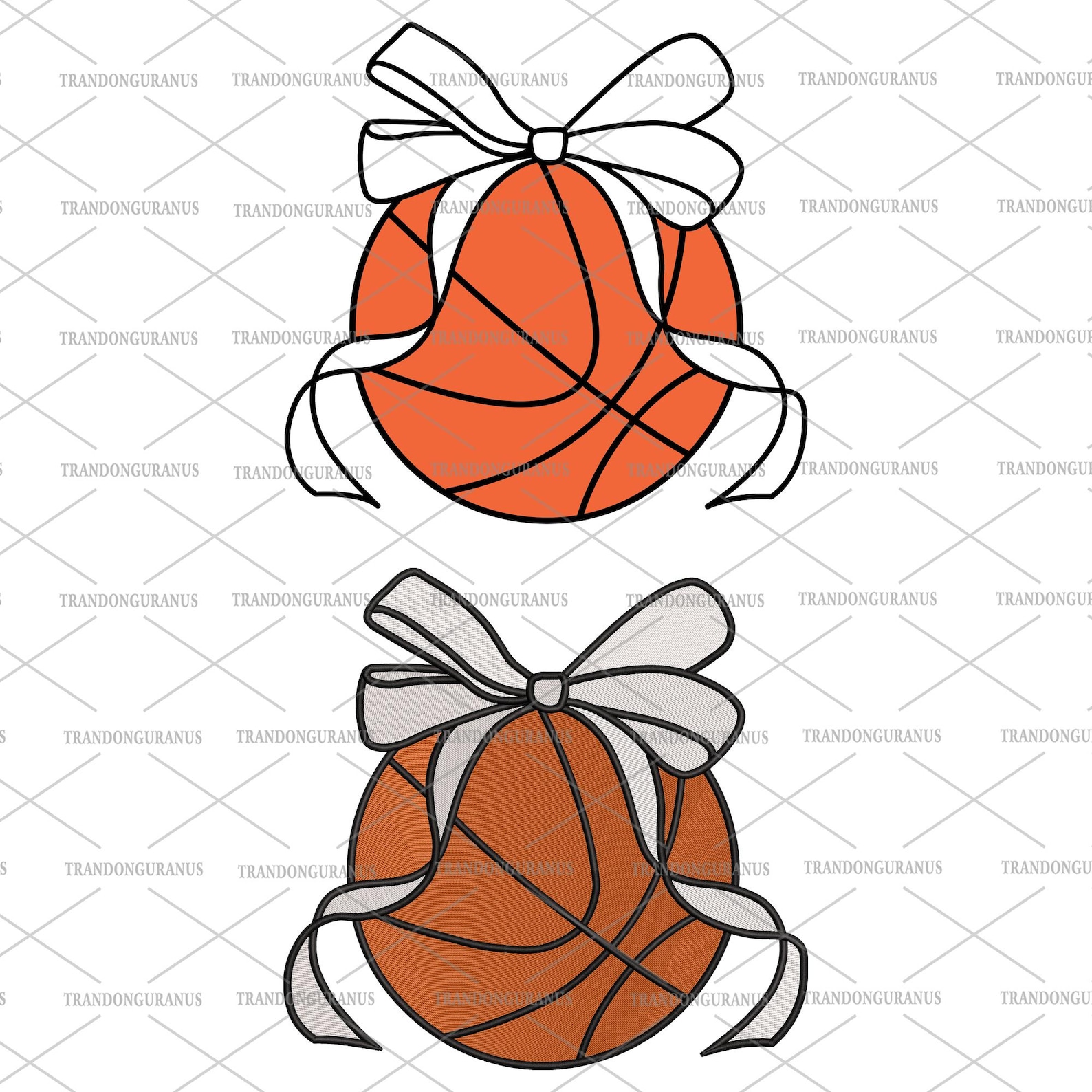 Basketball With Bow Embroidery Design, Cute Sports Ball Machine ...