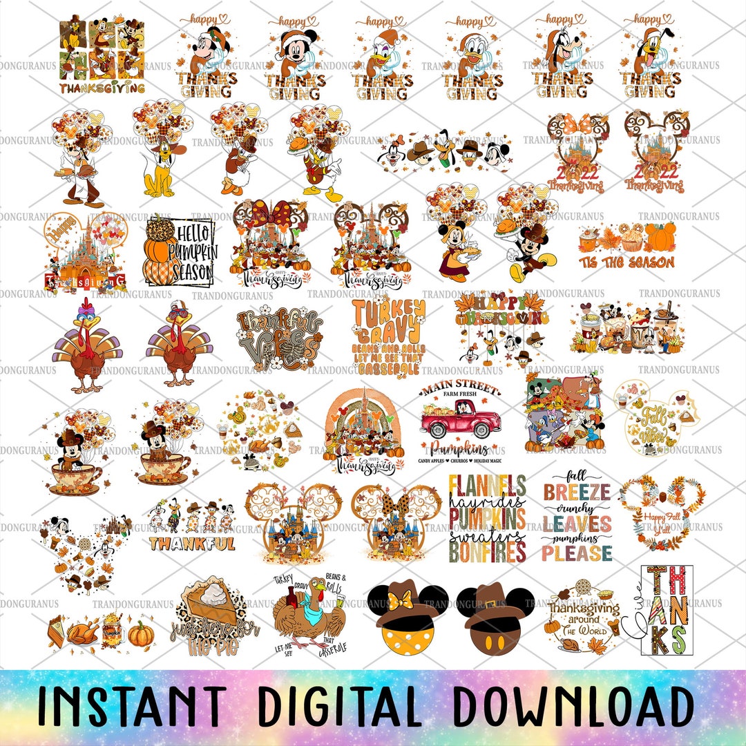Bundle 40 Thanksgiving Png, Pumpkin Season, Fall Vibes, Mouse and ...