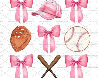 Baseball Coquette Png, Coquette Bows Png, Baseball Png, Pink Baseball ...