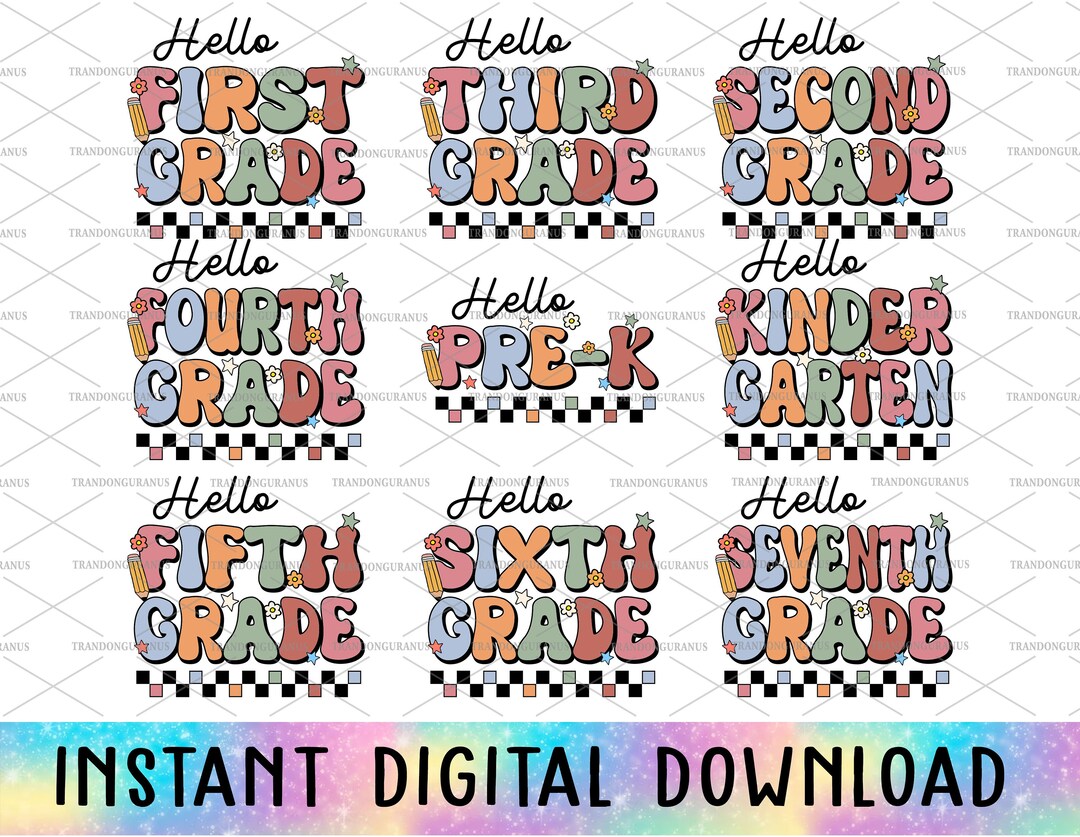 Bundle Hello Back to School Svg 1st Grade Svg First Day of - Etsy