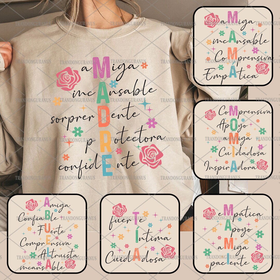 Bundle Madre Png, Spanish Mama Png, Happy Mother's Day, Floral Madre ...