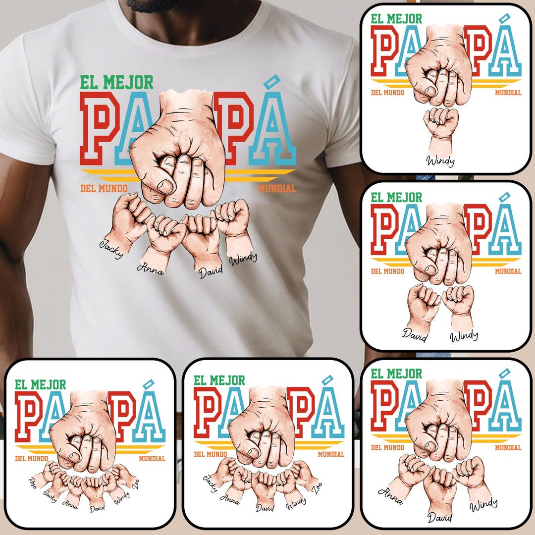Personalized Padre Fist Bump Set Png, Spanish Dad, Father's Day Fist ...