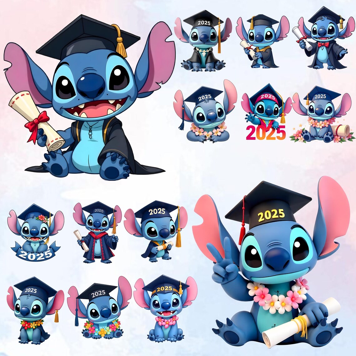 Bundle Blue Alien Graduation Png, Set Graduation 2025 Png, Cartoon ...