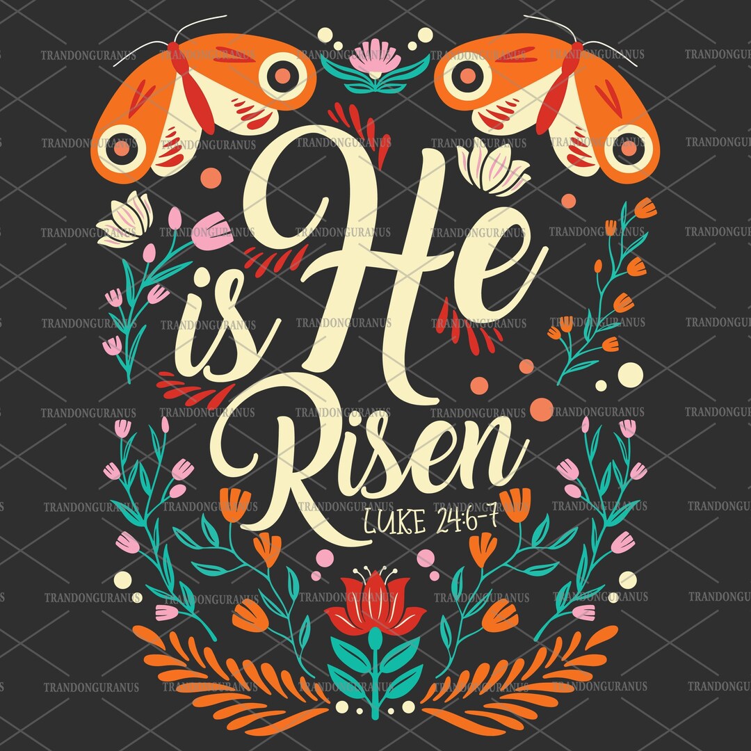 He is Risen Png, Floral Easter Christian Png, Easter's Day Png, Retro ...