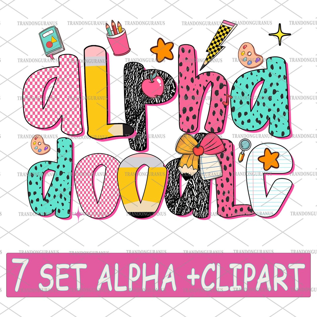 Teacher Alphabet Doodle Set Png Bundle, A-Z Doodle Letters PNG ...