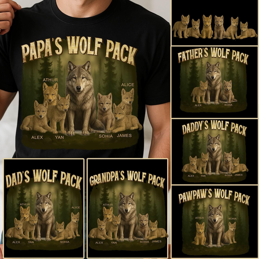 Personalized Wolf Dad Bonded Like A Wolf Pack Png, Dad and Kids Wolf ...