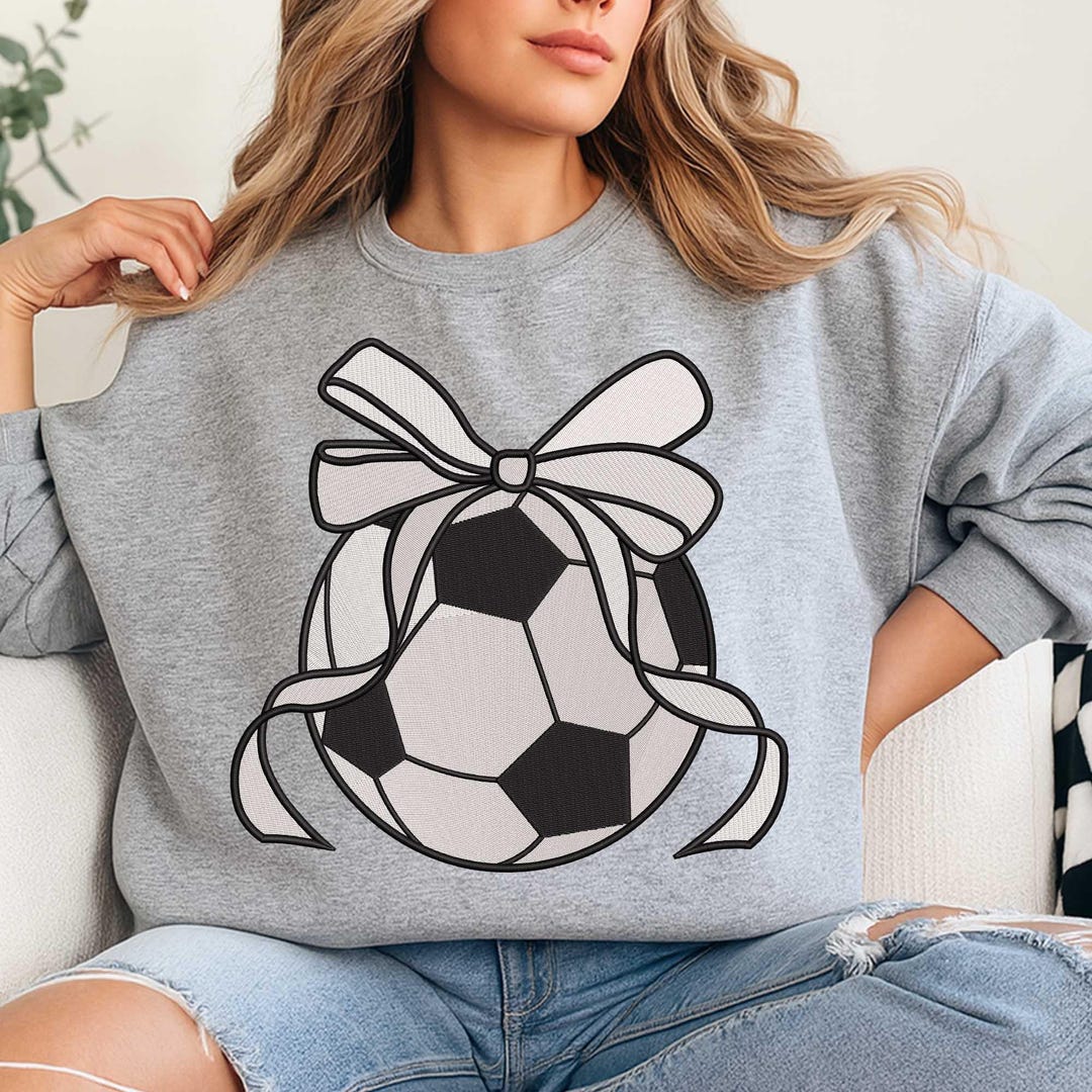 Soccer Ball With Bow Embroidery Design, Cute Sports Ball Machine ...