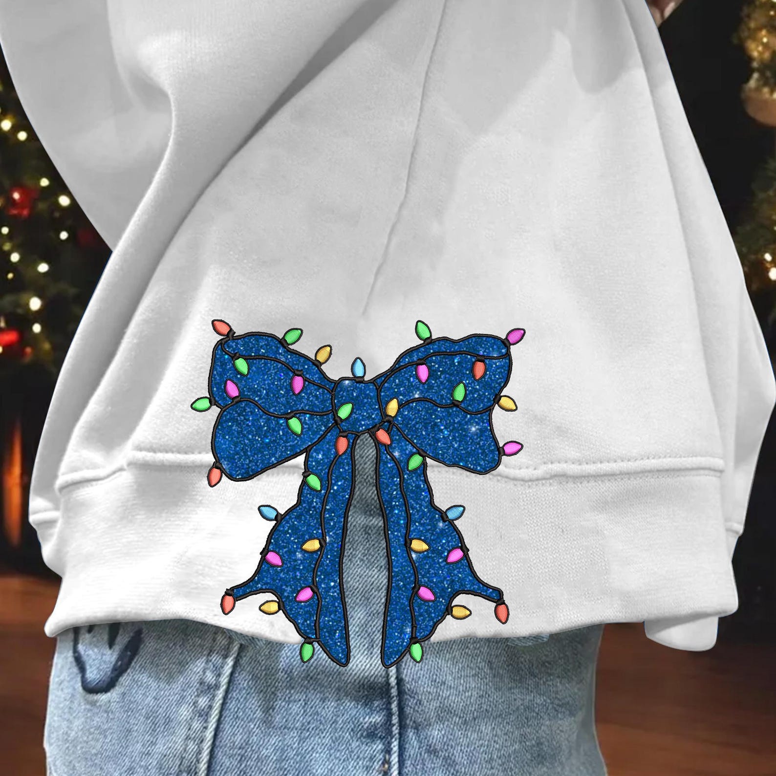 Christmas Light Side Bow Applique Side Bow Machine Embroidery Designs ...