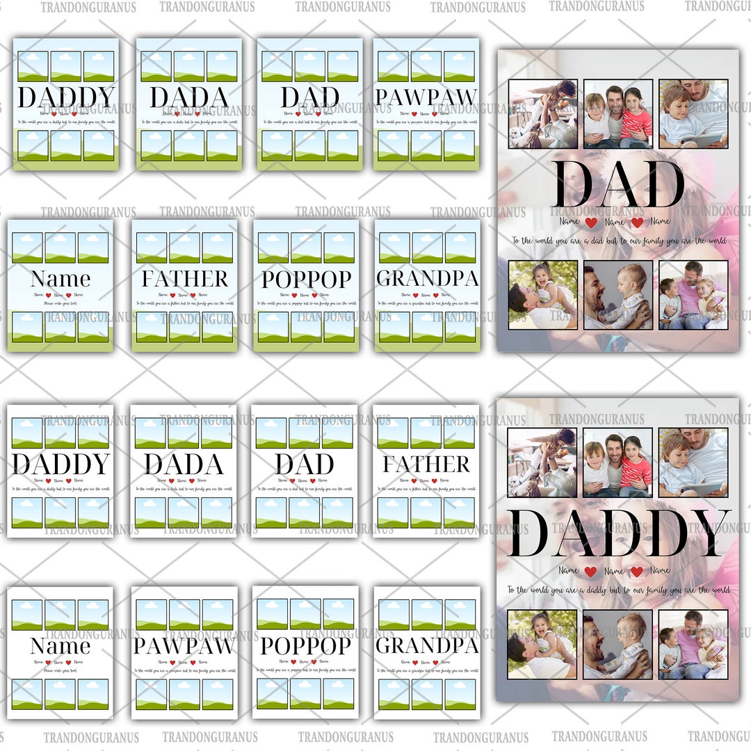 Editable Daddy Photo Collage, Personalized Dad Frame, Papa Photo Frame ...
