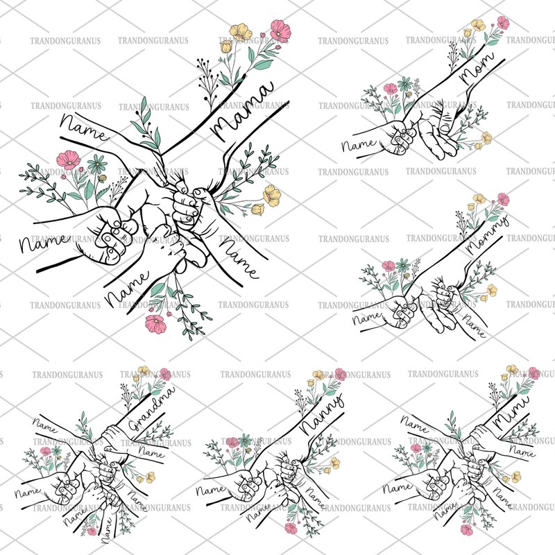 Mom With Kids Hand - Etsy