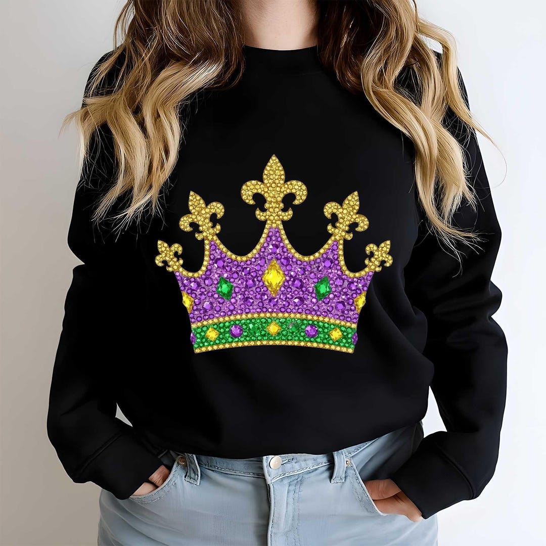 Mardi Gras Crown Rhinestone Png, Preppy Glitter Mardi Gras Png, Fleur ...