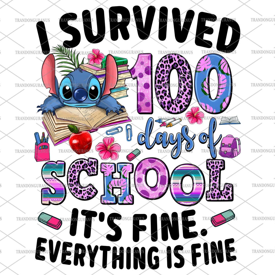 I Survived 100 Days of School PNG, Blue Monster Student Png, Happy 100 ...