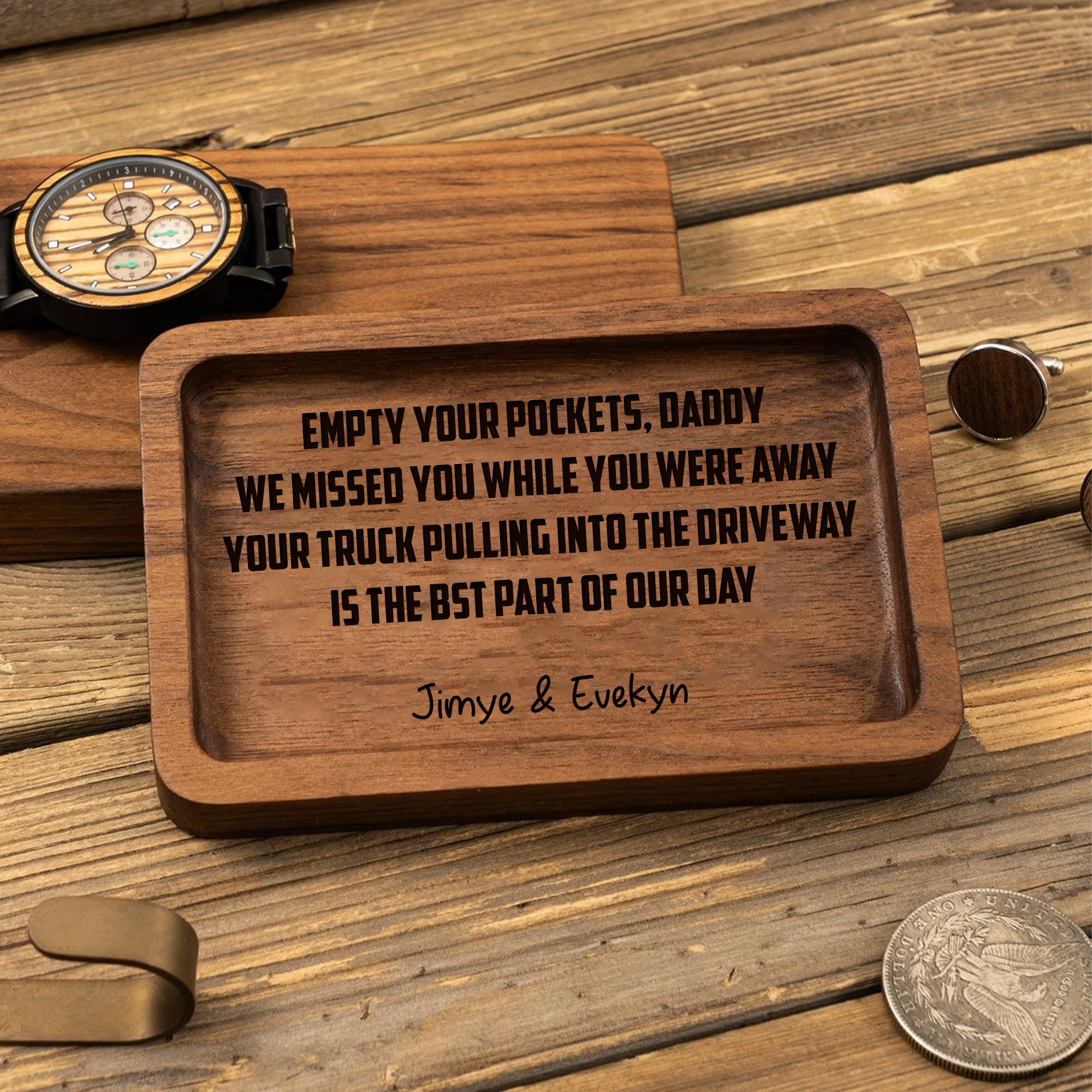 Bundle Custom Empty Your Pockets Daddy Svg, Personalized Valet Tray for ...