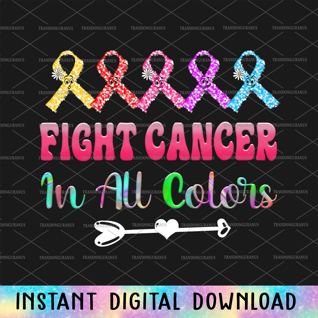 Fight Cancer in All Color Png, Breast Cancer Awareness Png, Colorful ...