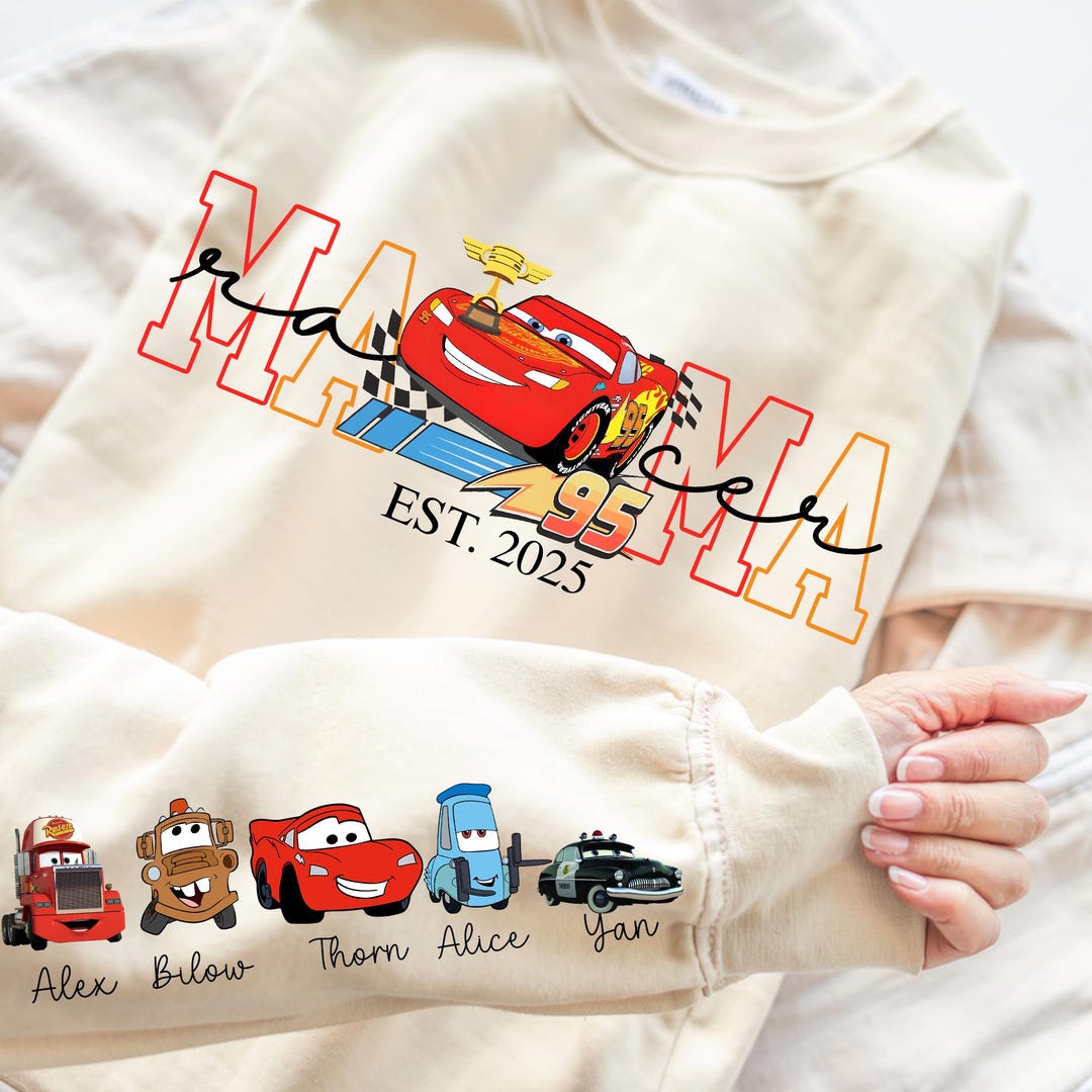 Custom Mama Car Shirt Png, Mama Est With Kid Name on Sleeve, Mama ...
