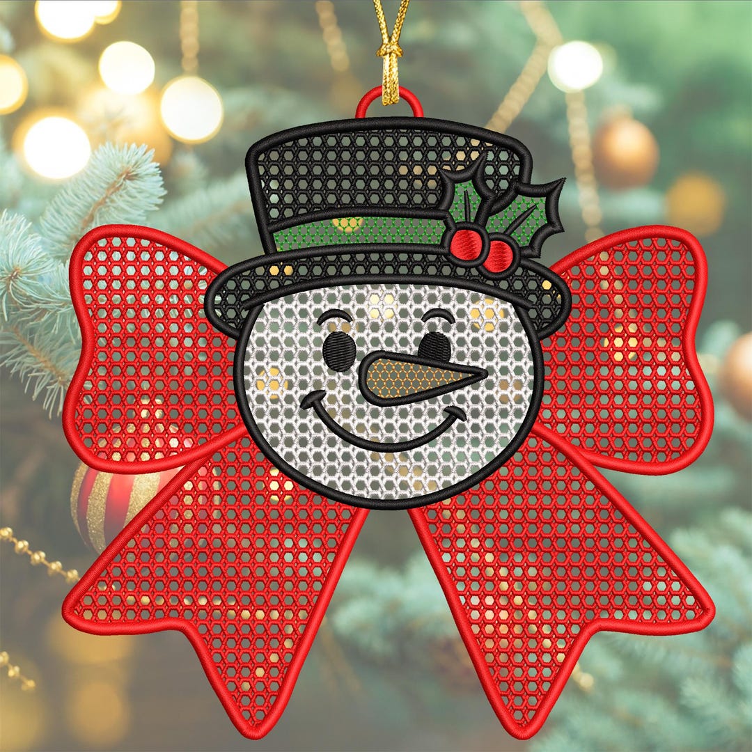 FSL Bow Embroidery Design, Snowman Machine Embroidery, Freestanding ...
