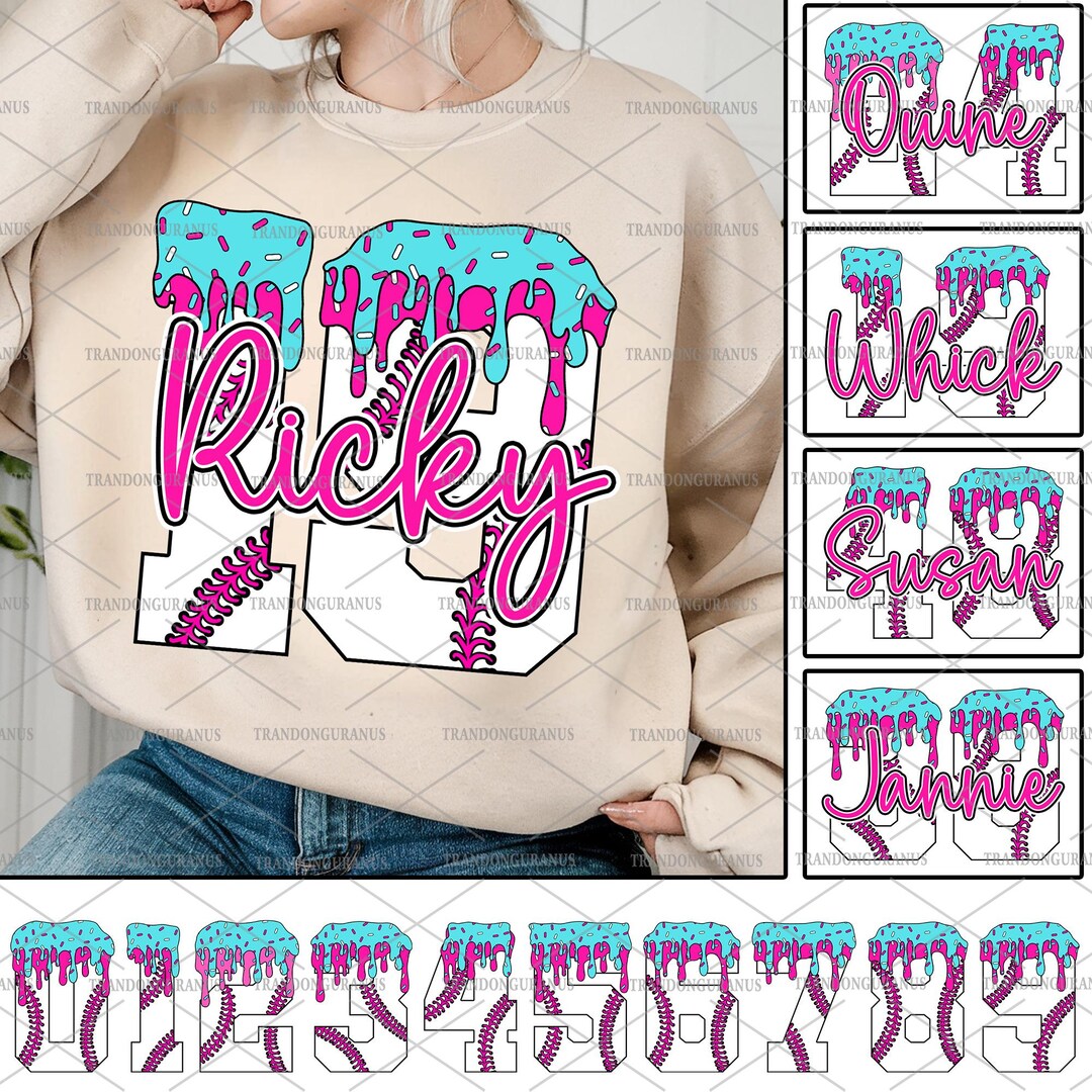 Custom Baseball Number Drip Bundle Png, Game Day Baseball Png, Respect ...