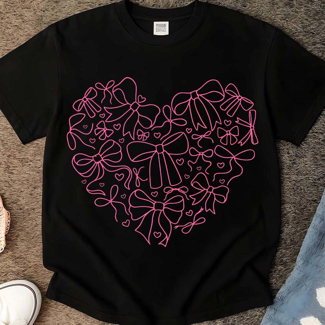 Heart Bow Outline Svg Png, Pink Coquette Valentine Svg, Love XOXO ...
