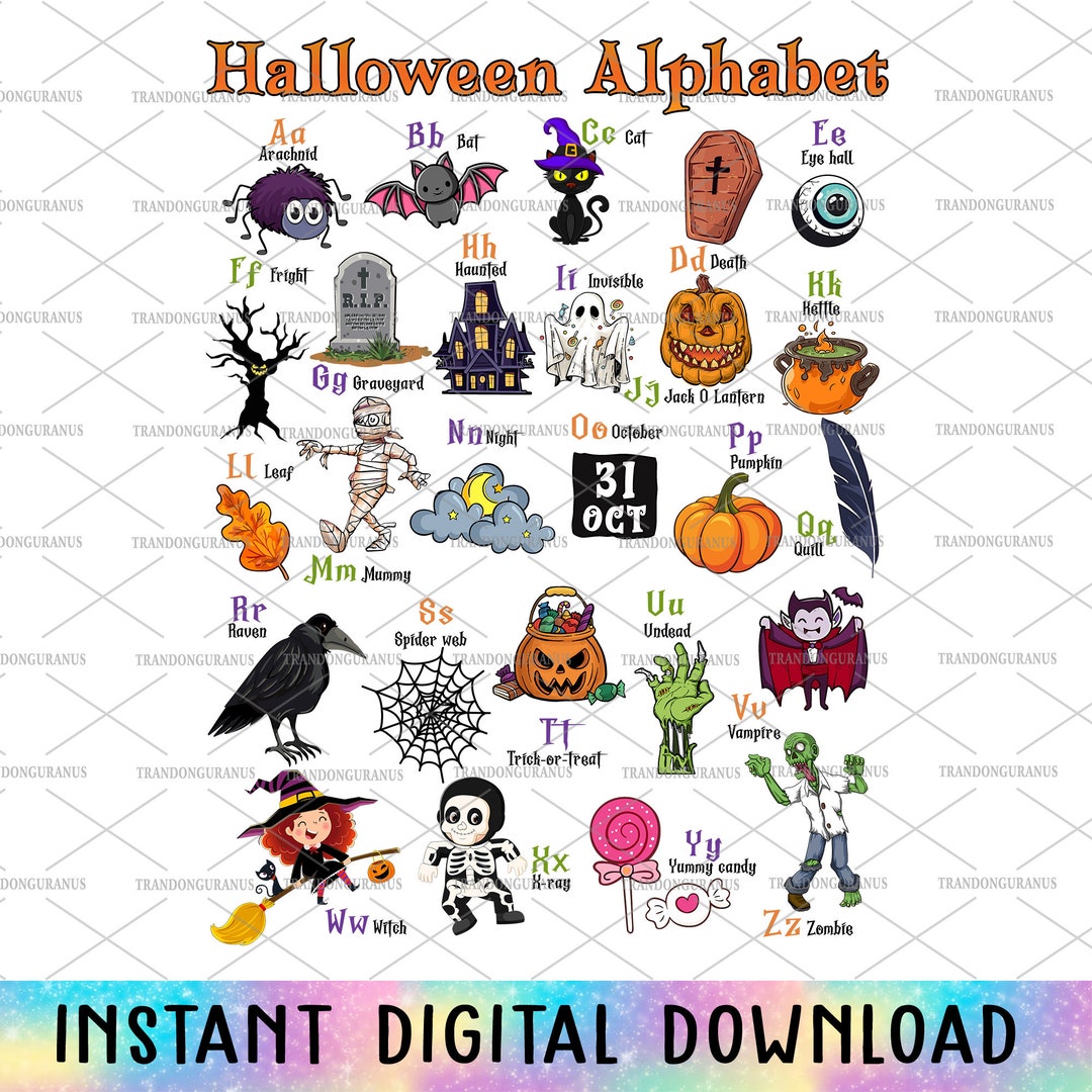 Halloween Alphabet Png, Teacher Alphabet Png, Halloween Kindergarten ...