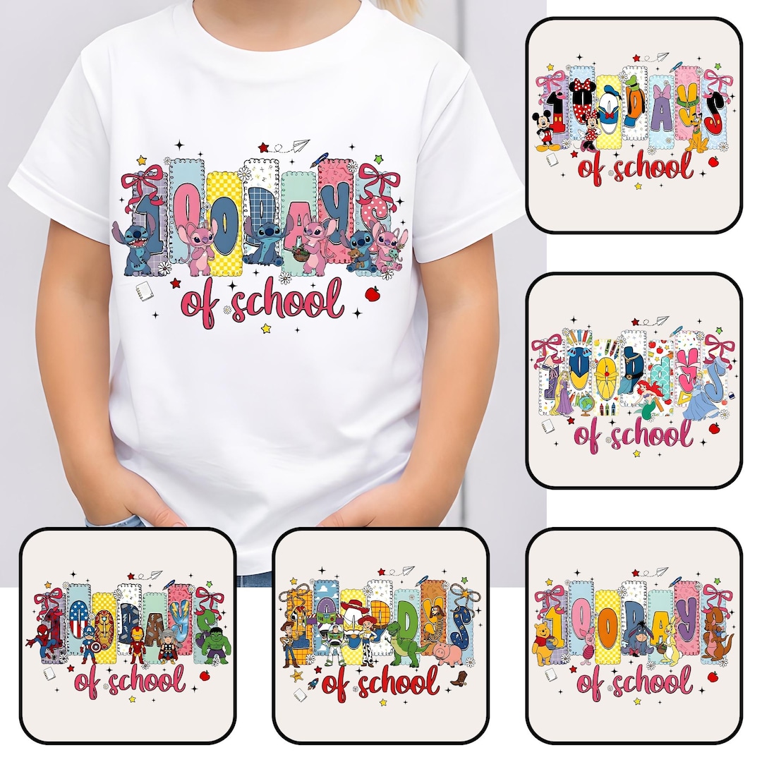 Cartoon 100 Days of School Png Bundle, Boy Girl Cartoon School Png ...