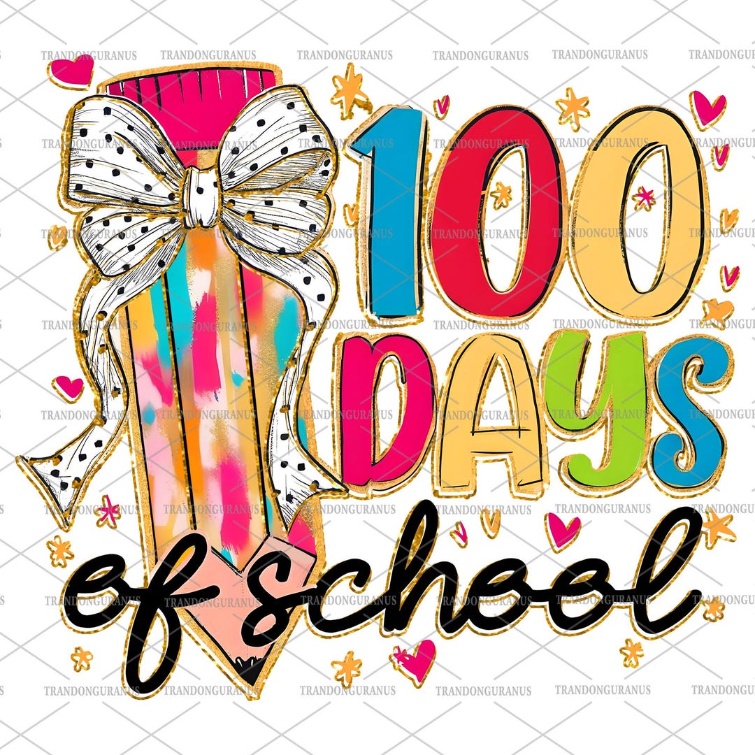 Pencil Bow Coquette 100 Days of School, 100 Day of School, Teacher Png ...