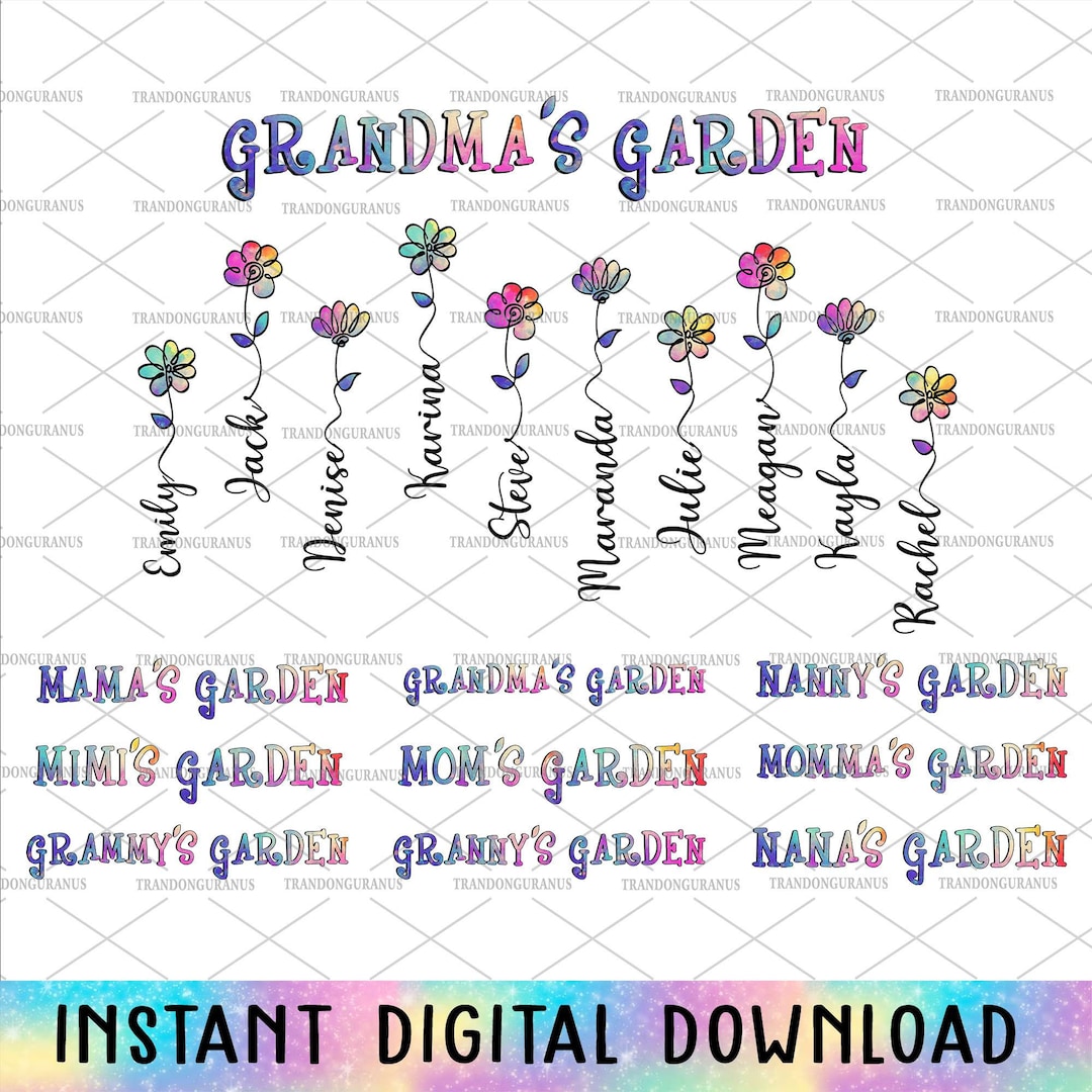 Personalized Grandma's Garden Png, Watercolor Floral Png, Mother's Day ...