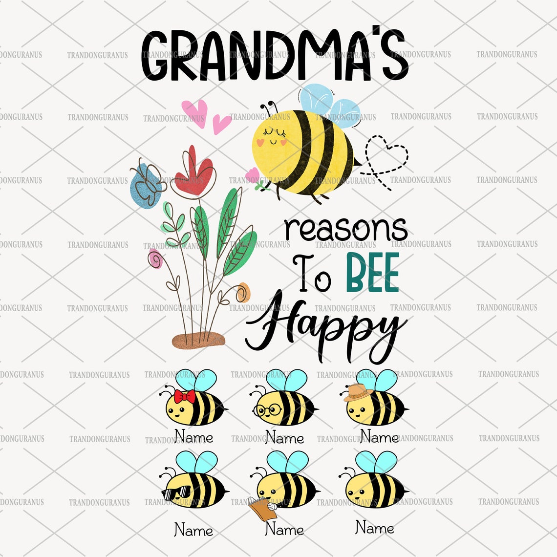 Custom Grandma's Reasons to Bee Happy Png, Happy Mother's Day ...