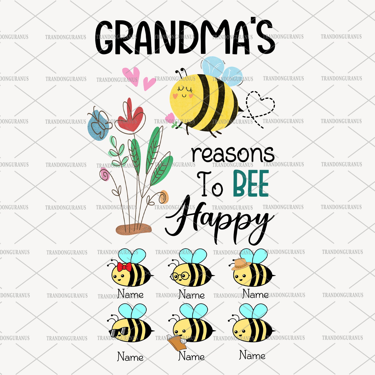 Custom Grandma's Reasons to Bee Happy Png, Happy Mother's Day ...