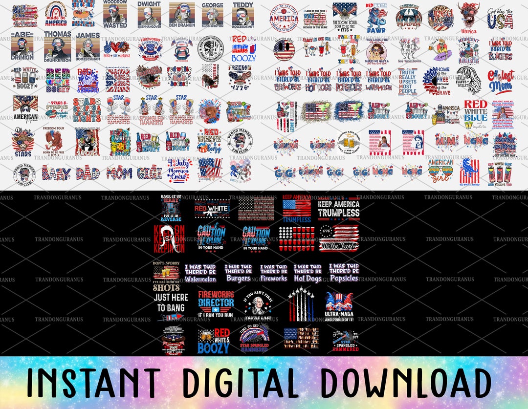 Mega Bundle 100 Independence Day Png, Funny Fourth of July Png, Freedom ...