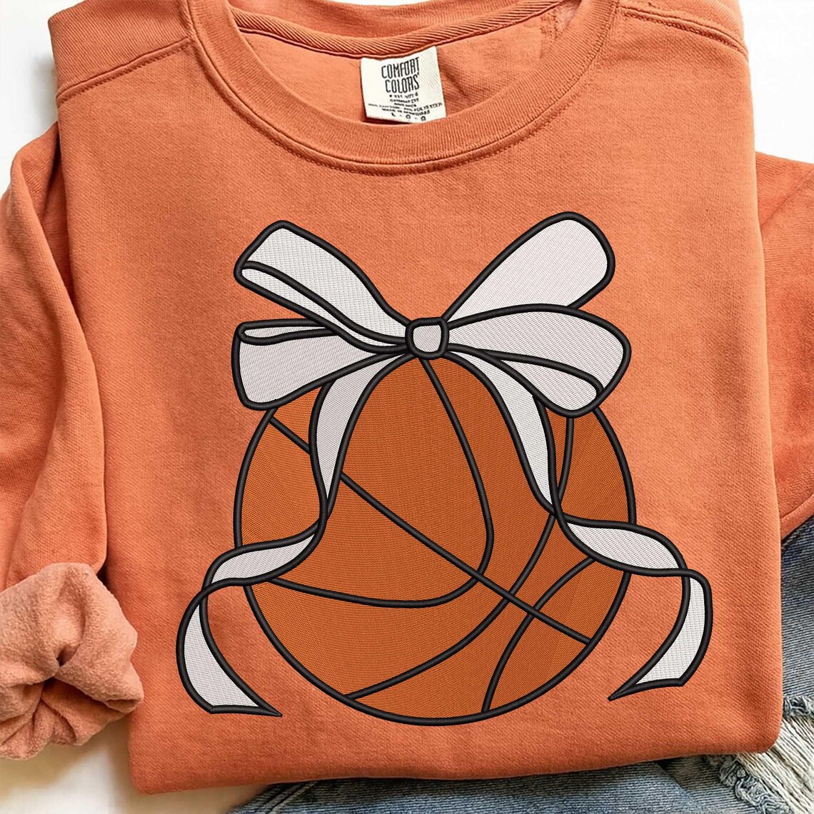 Basketball With Bow Embroidery Design, Cute Sports Ball Machine ...