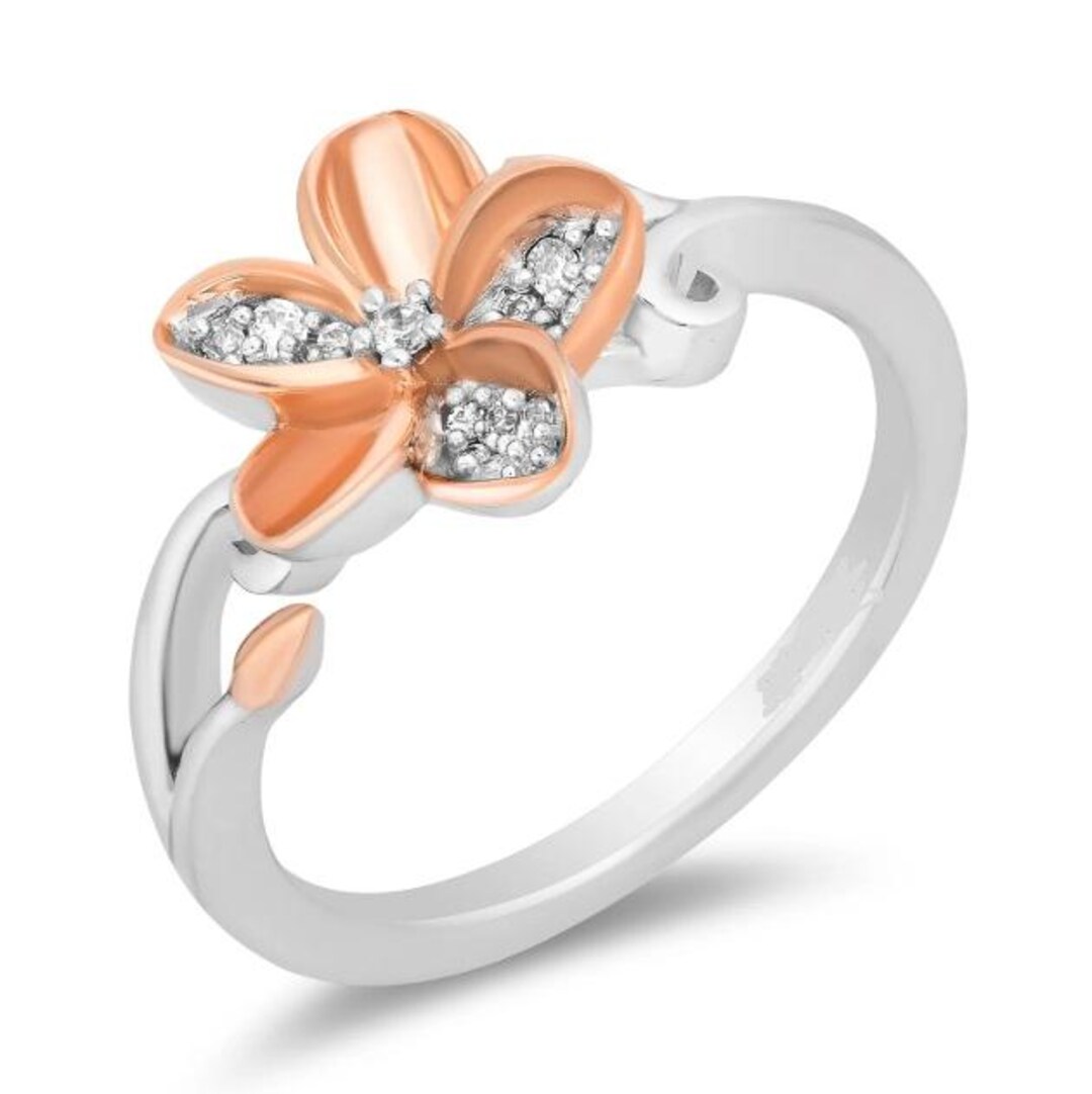 Moana Flower Ring, 14K Rose Gold Over Sterling Silver, Diamond Accent ...