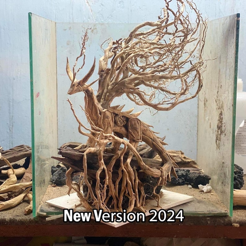 Legendary Dragon Aquarium Decor: Handmade Wood & Stone Fish Tank ...