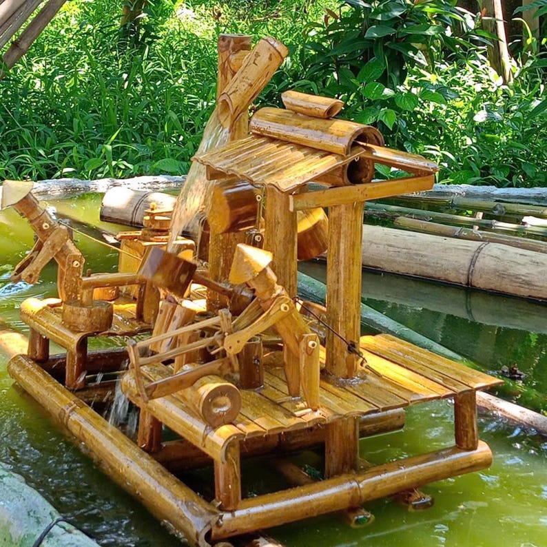 Handcrafted Bamboo Water Wheel – Garden & Pond Decor | Vietnamese ...