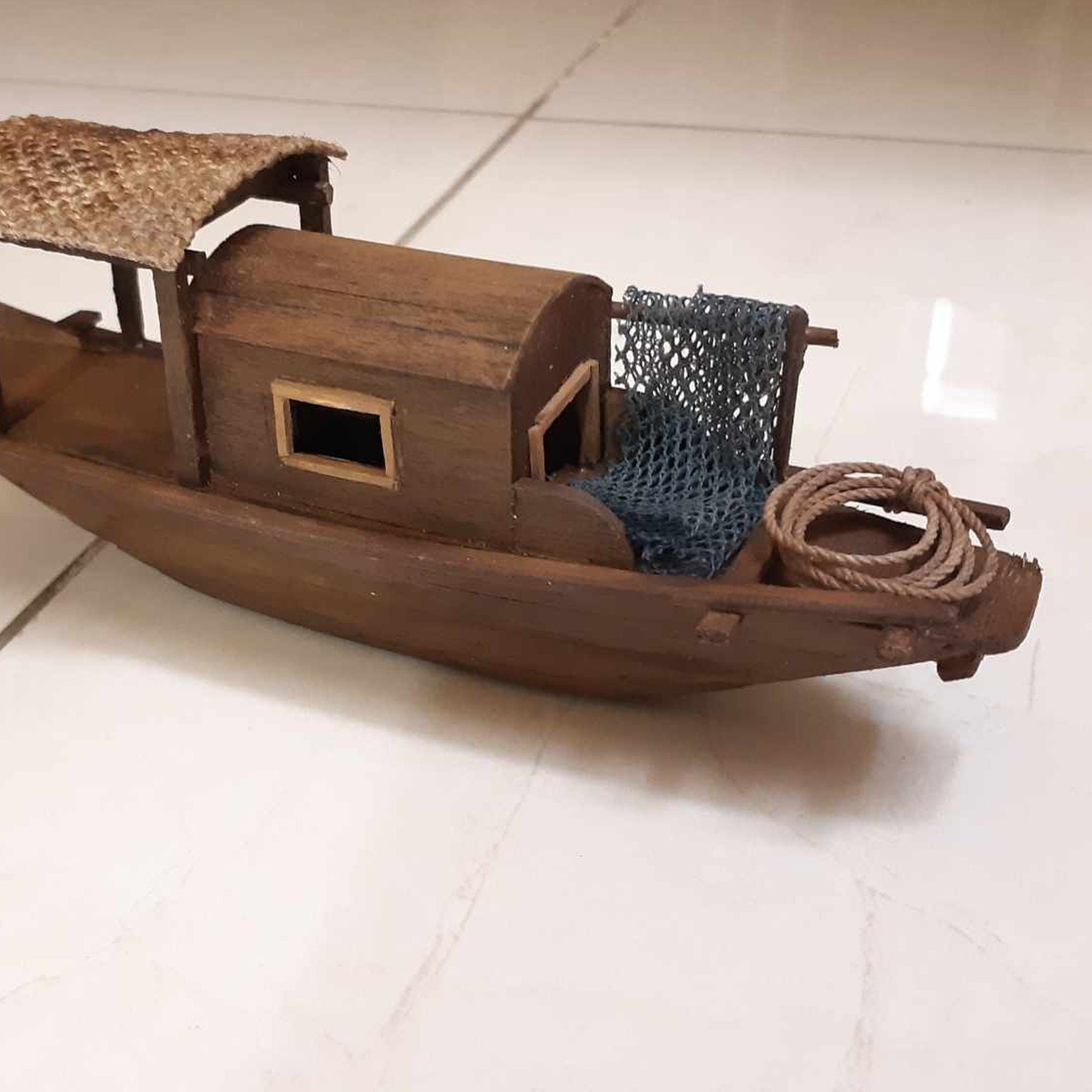 Handmade Floating Aquarium Boat: Wood Aquascape Ornament - Etsy