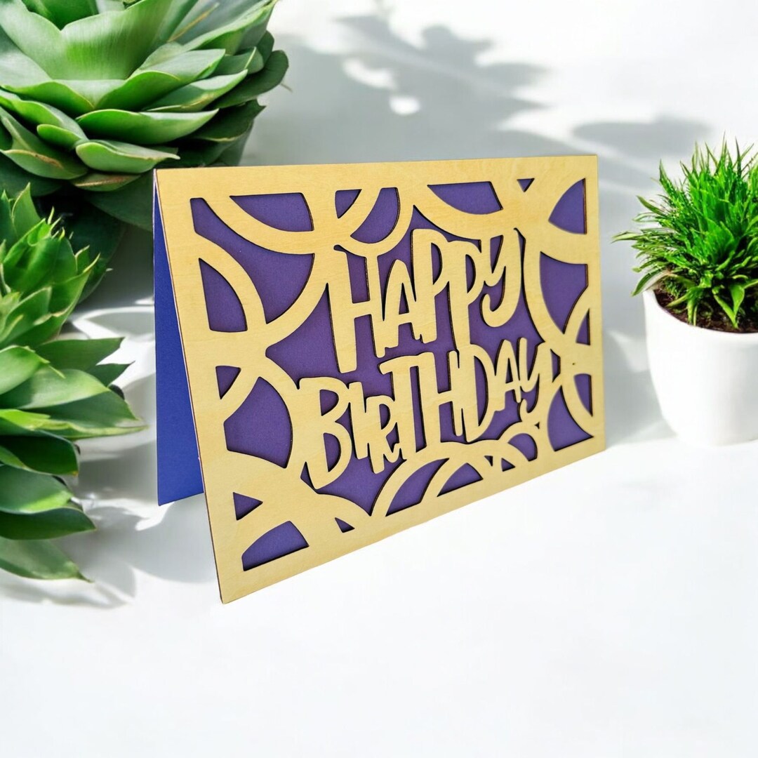 Laser Cut, Wooden Birthday Card happy Birthday - Etsy