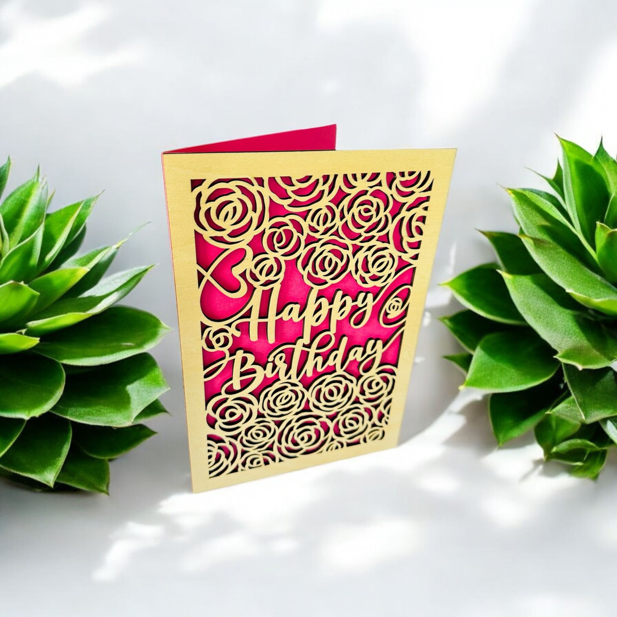 Laser Cut, Wooden Birthday Card happy Birthday - Etsy