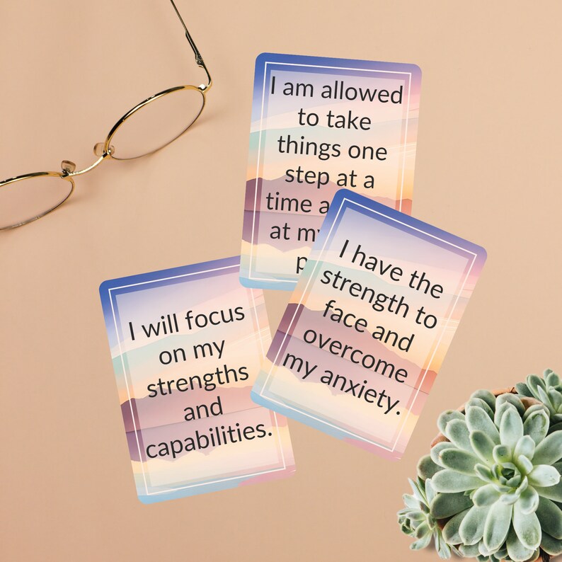 52 Printable Anxiety Affirmation Cards, Anxiety Affirmation, Anxiety ...