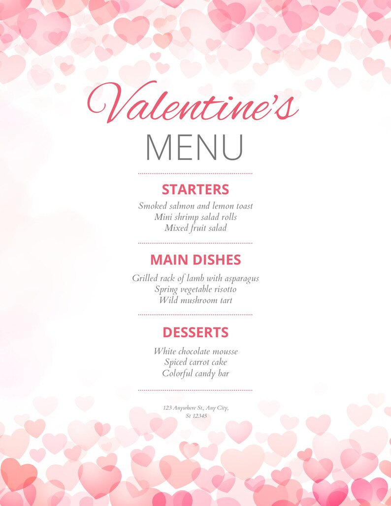 Valentines Menu - Etsy