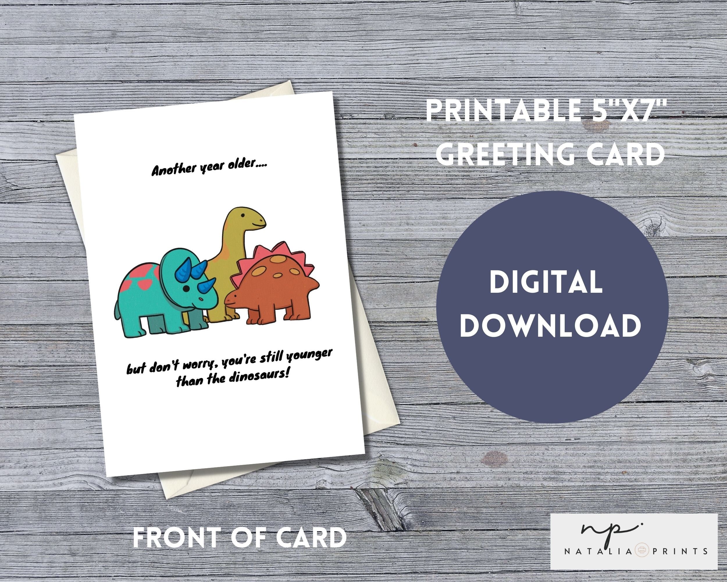 Dinosaur-themed Printable Birthday Card - Etsy