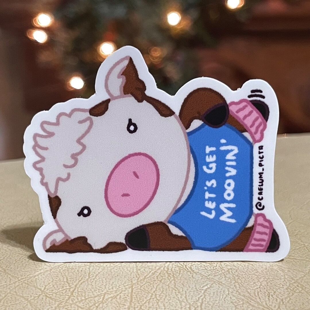 Let's Get Moovin' Leg Lift Cute Vinyl Cow Sticker - Etsy