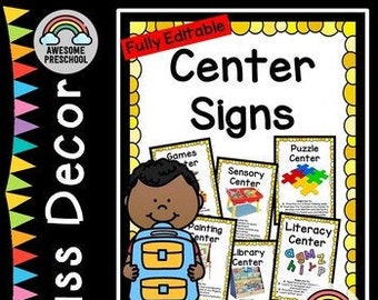 Preschool Classroom Center Signs Pastel Squares - Back to School Fully ...