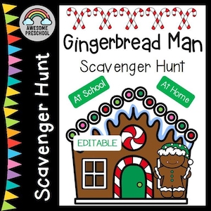 Gingerbread Man Scavenger Hunt - School and Home Versions - Editable ...